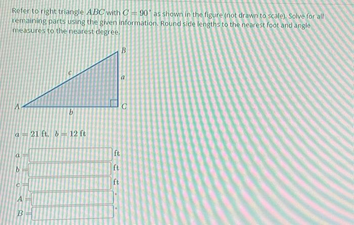 Solved Refer to right triangle ABC with C=90∘ as shown in | Chegg.com