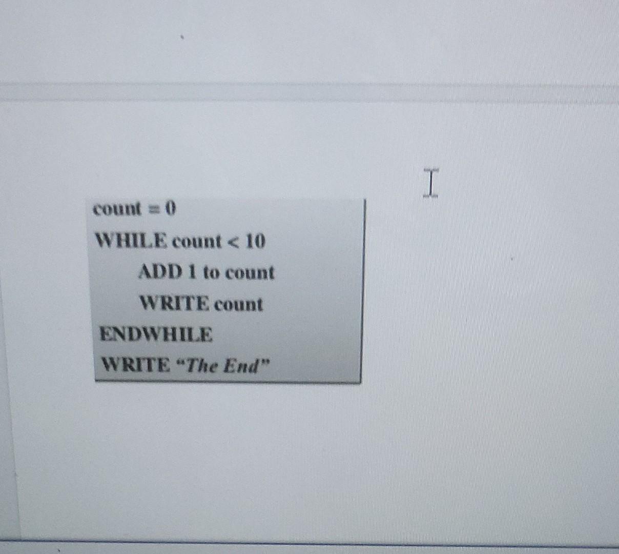 Solved I count WHILE count