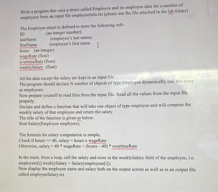 Solved Write A Program That Uses A Struct Called Employee