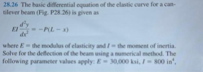 Solved 28.26 The basic differential equation of the elastic | Chegg.com
