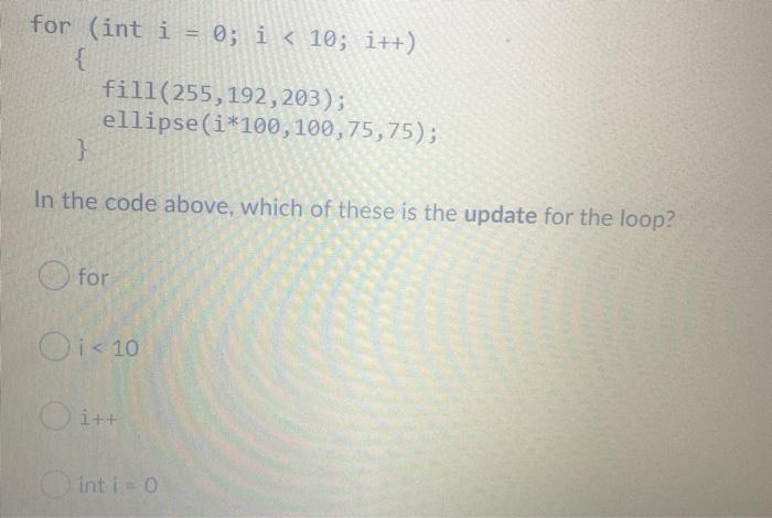 Solved for (int i = 0; i