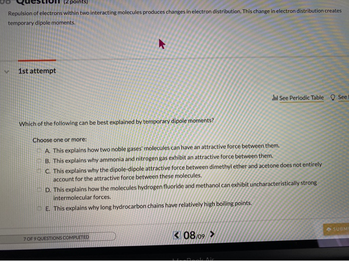 Solved Jo QuestIUI (2 points) Repulsion of electrons within | Chegg.com