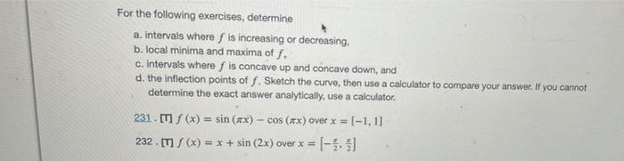 Solved For the following exercises, determine a. Intervals | Chegg.com