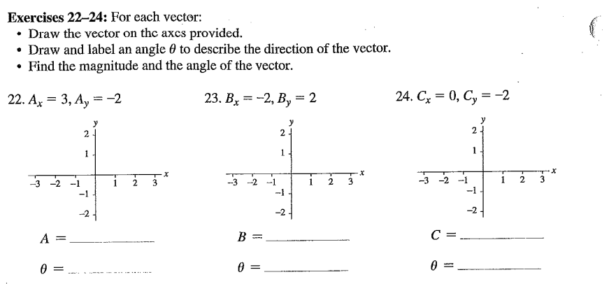 Solved Exercises 22-24: For each vector:Draw the vector on | Chegg.com