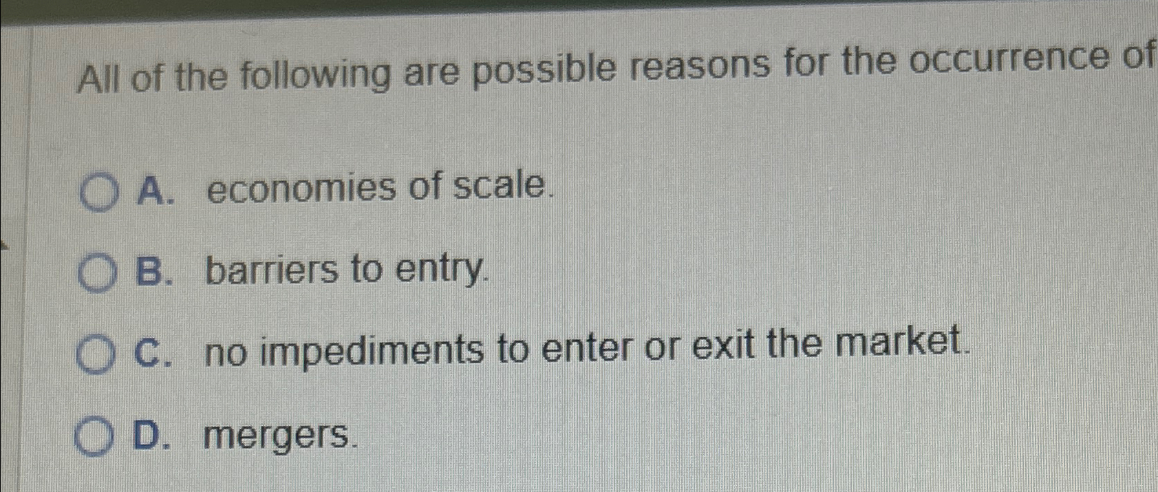 Solved All of the following are possible reasons for the | Chegg.com