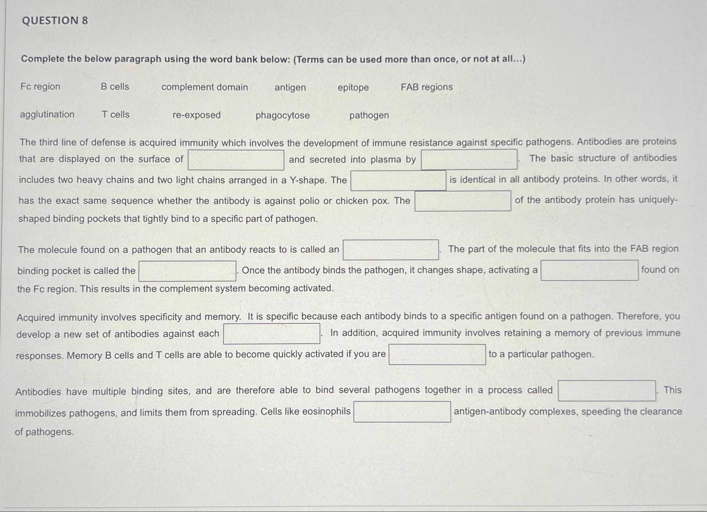 Solved QUESTION 8Complete the below paragraph using the word | Chegg.com