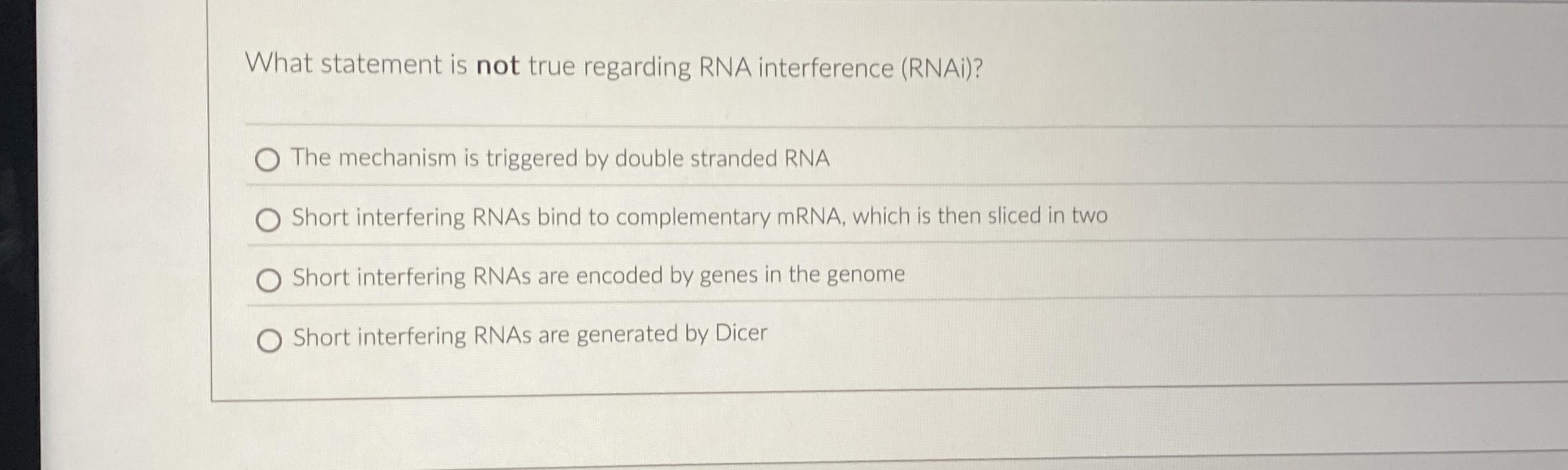Solved What statement is not true regarding RNA interference | Chegg.com