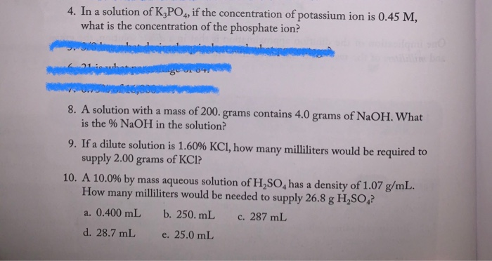 Solved 4. In a solution of K3PO4, if the concentration of | Chegg.com