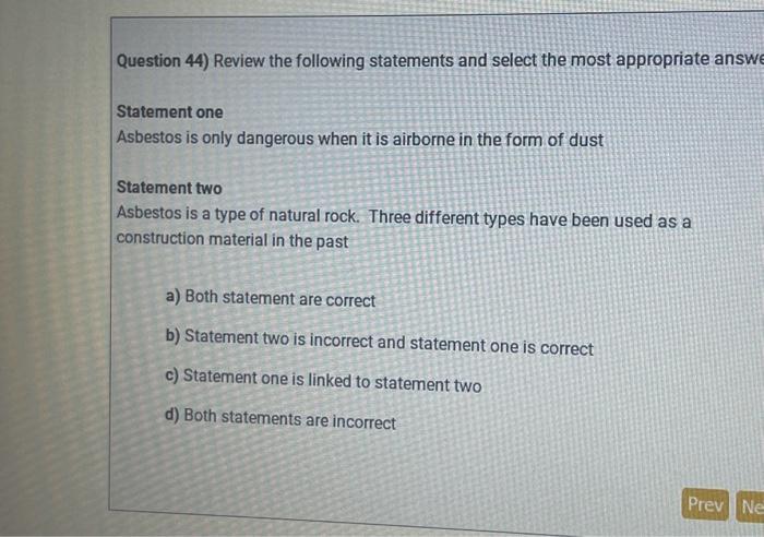 Solved Question 44) Review the following statements and | Chegg.com