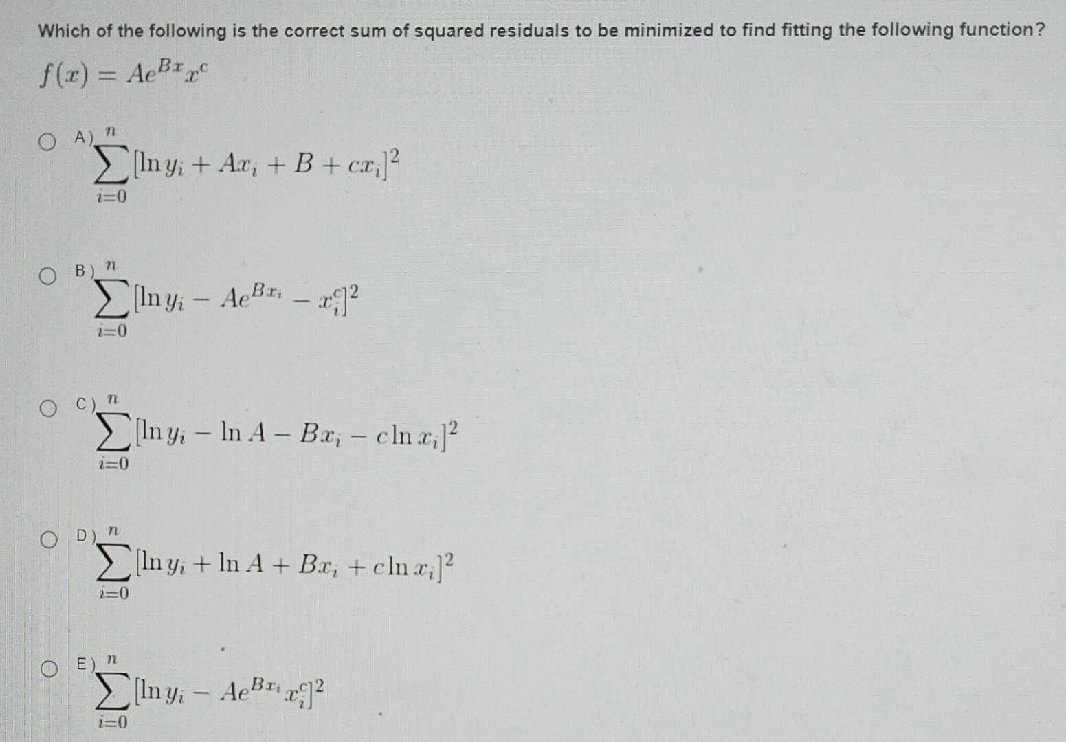 Solved Which of the following is the correct sum of squared | Chegg.com