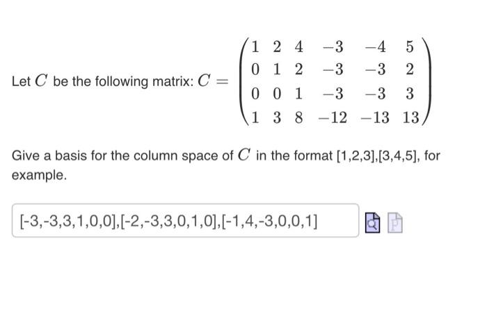 Solved Let \\( C \\) be the following matrix: \\( | Chegg.com