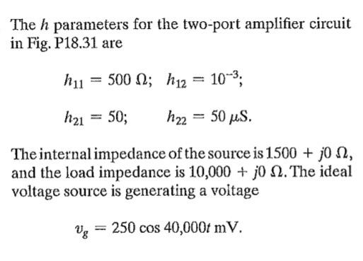 Solved For the terminated two-port amplifier circuit in the | Chegg.com