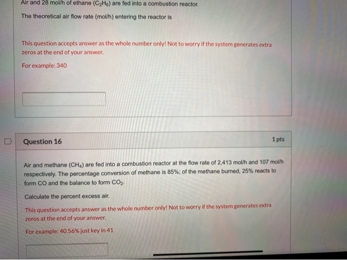Solved Air and 28 mol/h of ethane (C2H6) are fed into a | Chegg.com