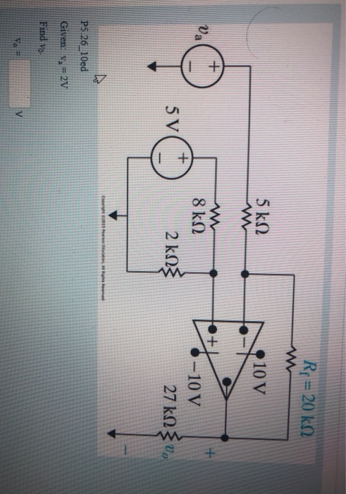 Solved Rς = 20 ΚΩ 5 kΩ - 10 V + υ Λ 8 ΚΩ 2 ΚΩς 5V 1-10V 27 | Chegg.com