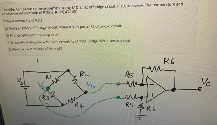 Solved Consider temperature measurement using RTD at R2 of | Chegg.com