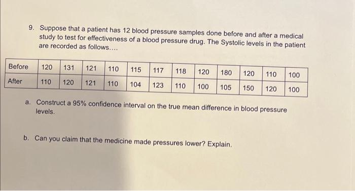 Solved 9. Suppose that a patient has 12 blood pressure | Chegg.com