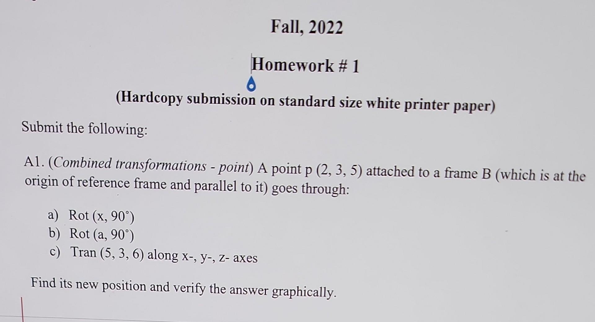 Solved Homework # 1 (Hardcopy submission on standard size | Chegg.com