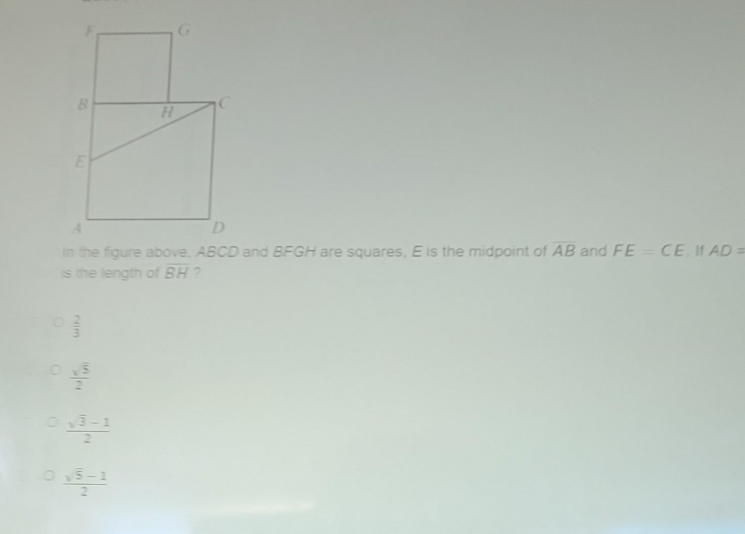 Solved In the figure above, ABCD and BFGH are squares, an d | Chegg.com