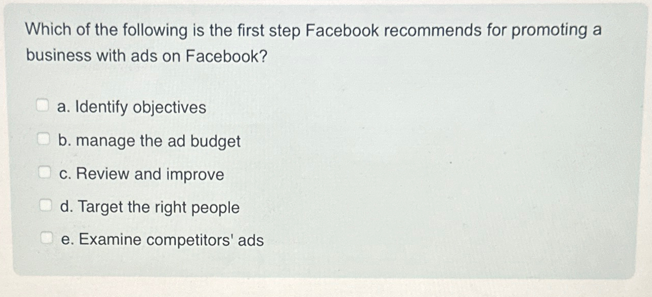 Solved Which of the following is the first step Facebook | Chegg.com