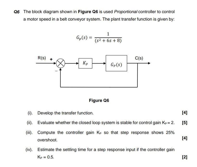 Solved Q6 The block diagram shown in Figure Q6 is used | Chegg.com