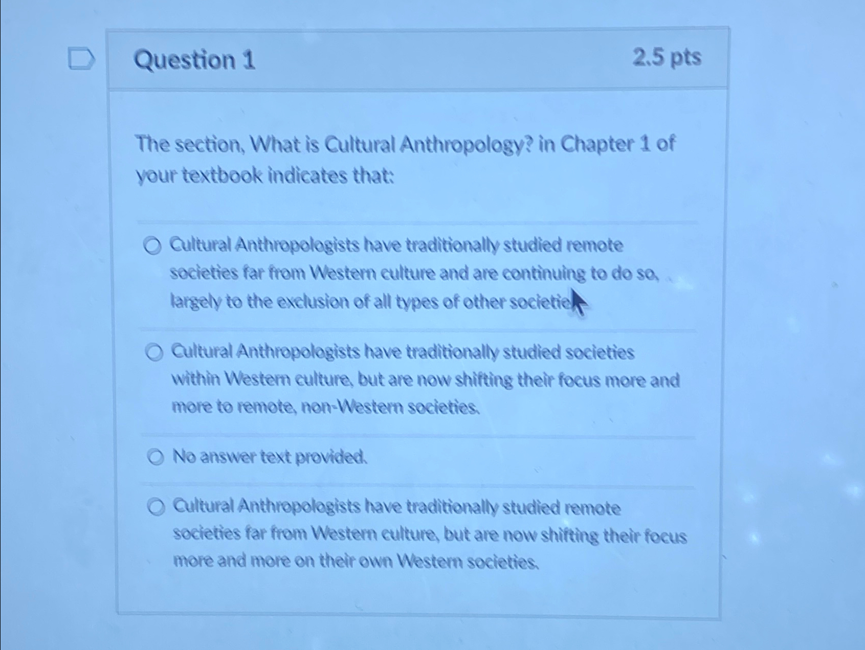 Solved Question 12.5ptsThe section, What is Cultural | Chegg.com