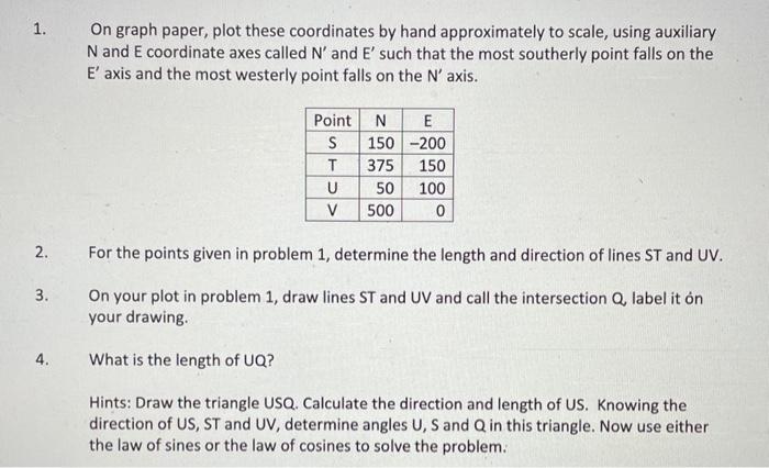 Solved 1. On graph paper, plot these coordinates by hand | Chegg.com