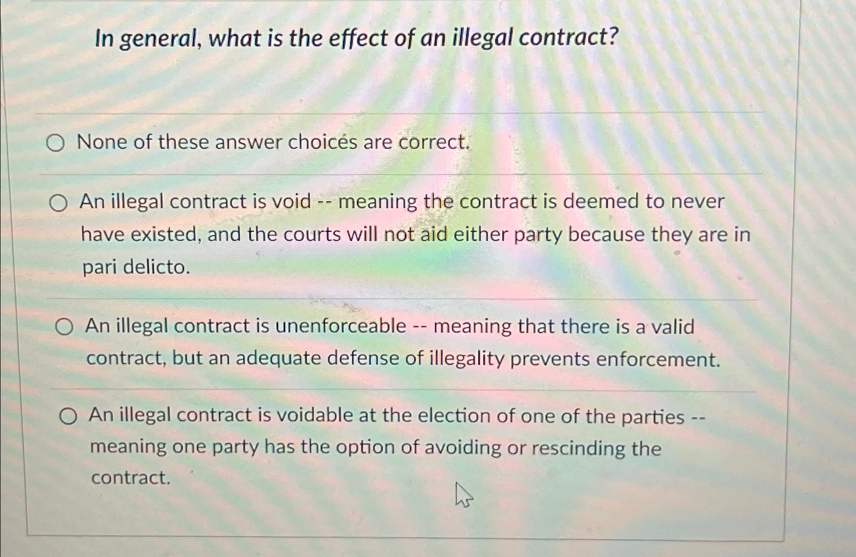 Solved In general, what is the effect of an illegal | Chegg.com