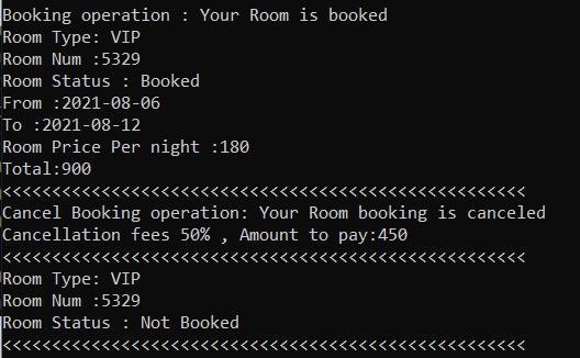 Solved Booking operation : Your Room is booked Room Num : | Chegg.com