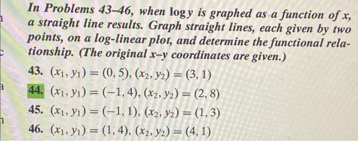 Solved In Problems 43–46, when logy is graphed as a function | Chegg.com