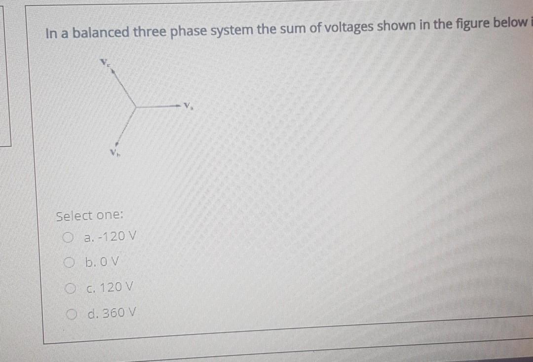 Solved In a balanced three phase system the sum of voltages | Chegg.com