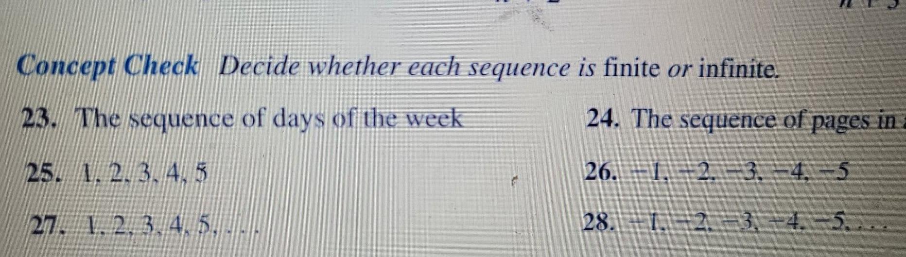 Solved Concept Check Decide whether each sequence is finite | Chegg.com