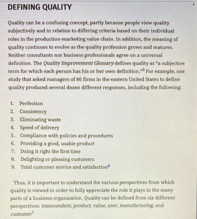 Solved Using the value chain and the defining quality found | Chegg.com