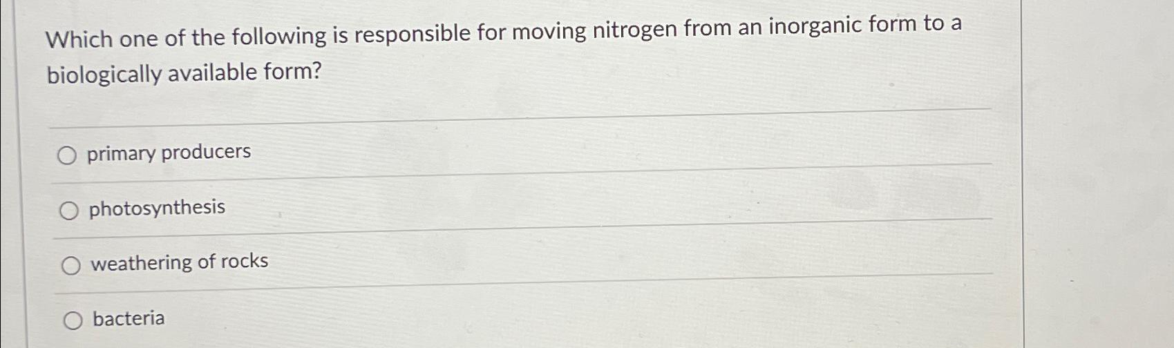 Solved Which one of the following is responsible for moving | Chegg.com