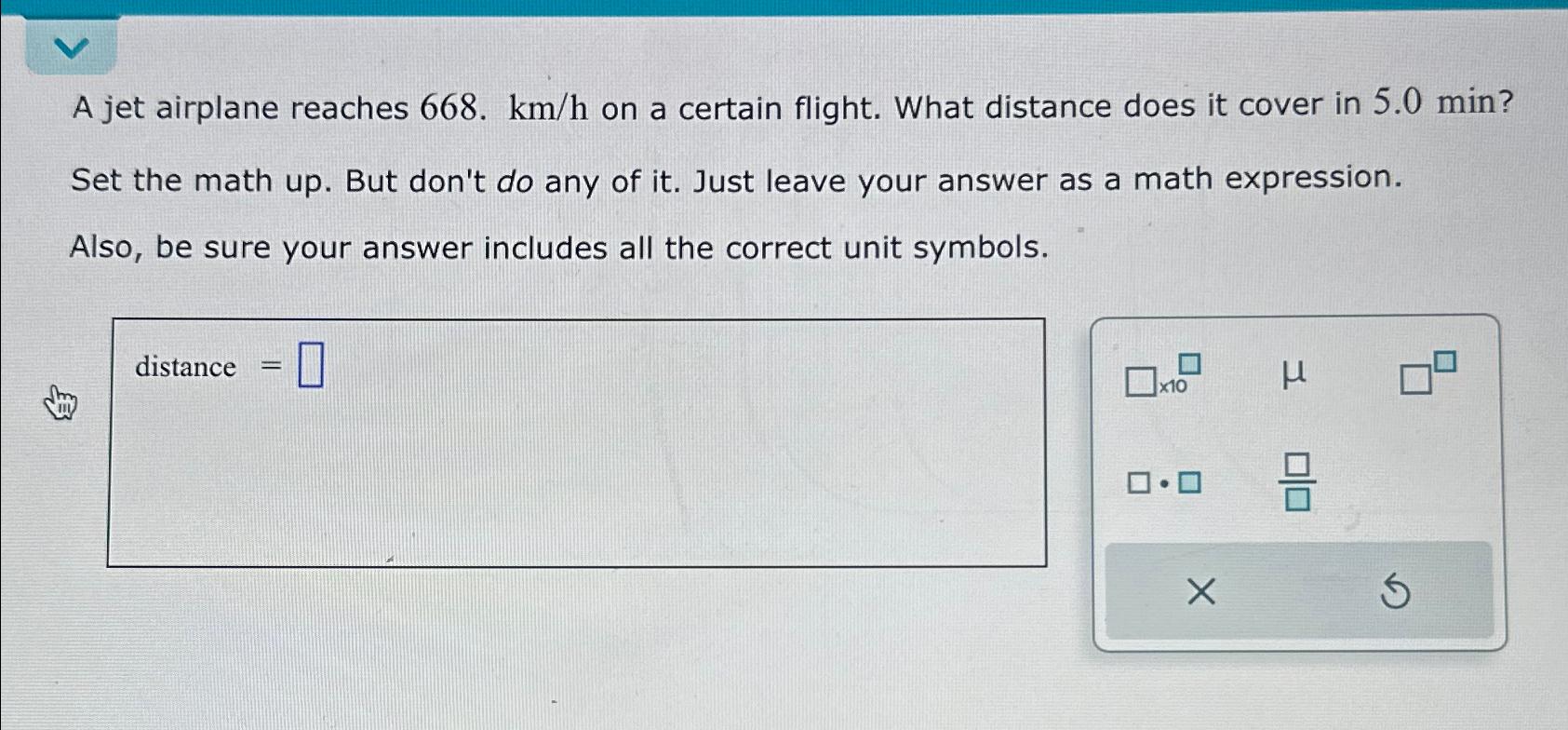 Solved A jet airplane reaches 668.kmh ﻿on a certain flight. | Chegg.com