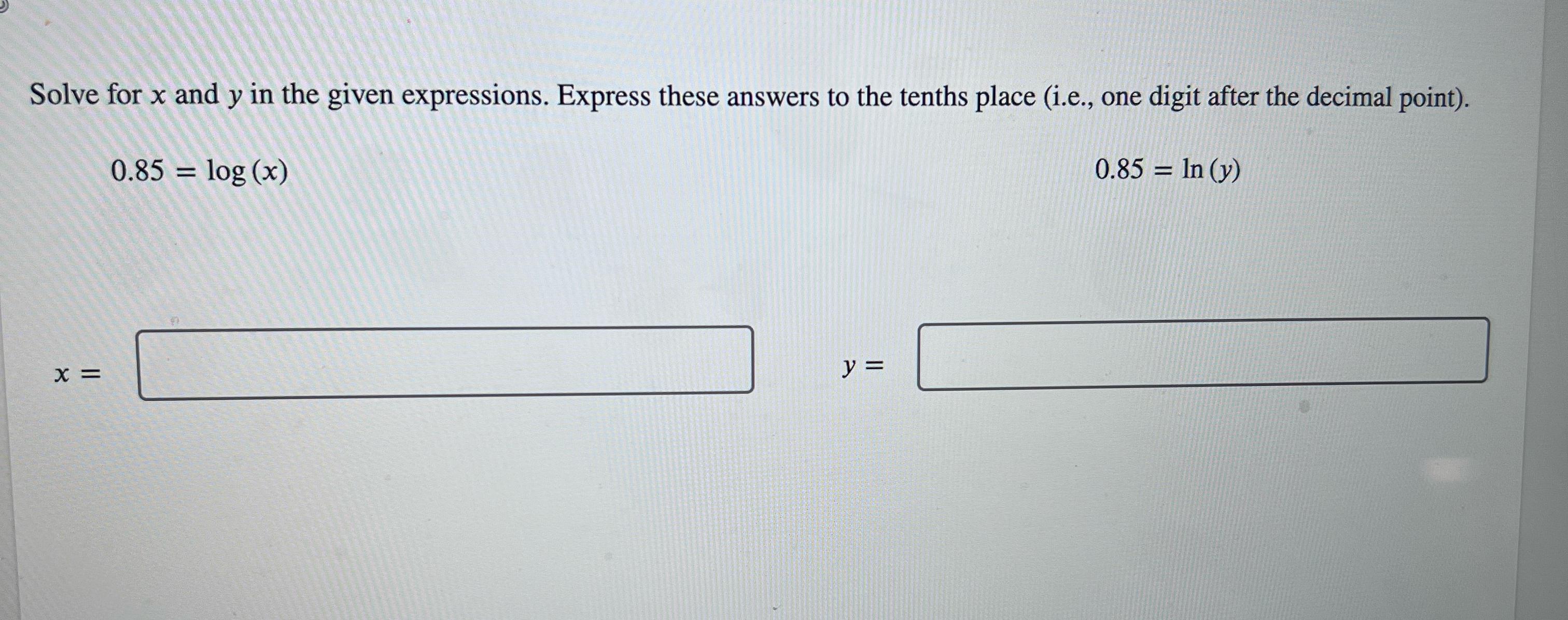 Solved Solve for x ﻿and y ﻿in the given expressions. Express | Chegg.com