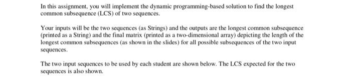 Solved In this assignment, you will implement the dynamic | Chegg.com