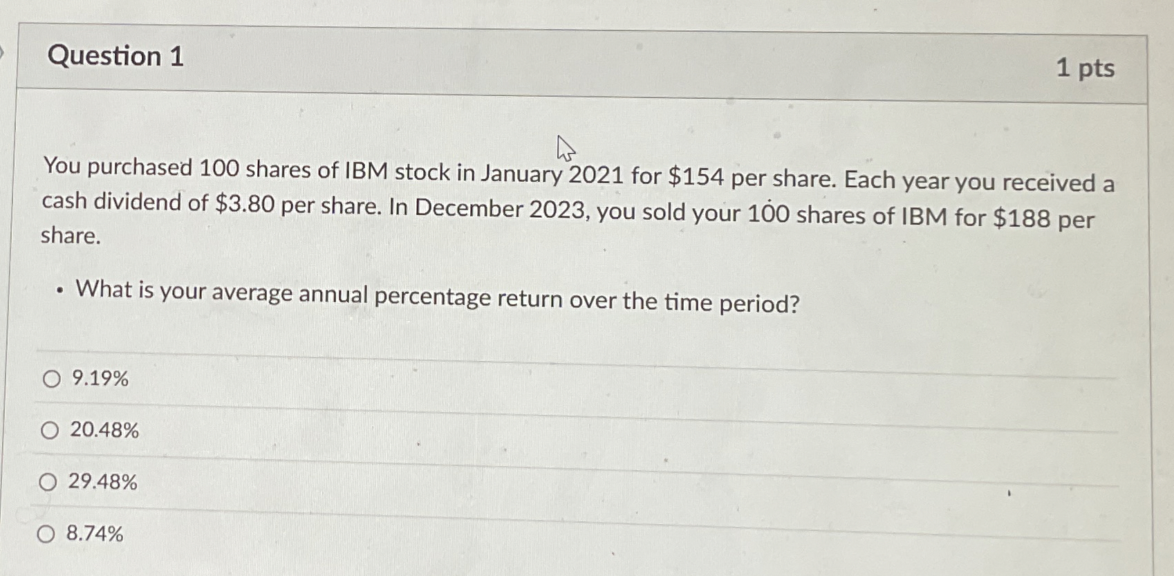 Solved Question 11 ﻿ptsYou purchased 100 ﻿shares of IBM | Chegg.com
