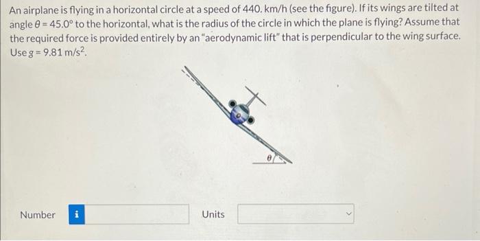 Solved An airplane is flying in a horizontal circle at a | Chegg.com