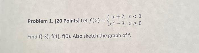 Solved Problem 1. [20 Points] Let f(x)={x+2,x