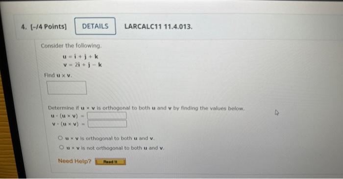 Solved Consider the following. u=i+j+kv=2i+j−k Find u×v. | Chegg.com