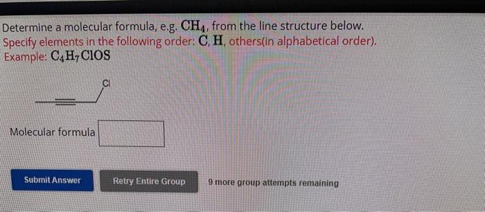 Solved Determine a molecular formula, e.g. CH4, from the | Chegg.com