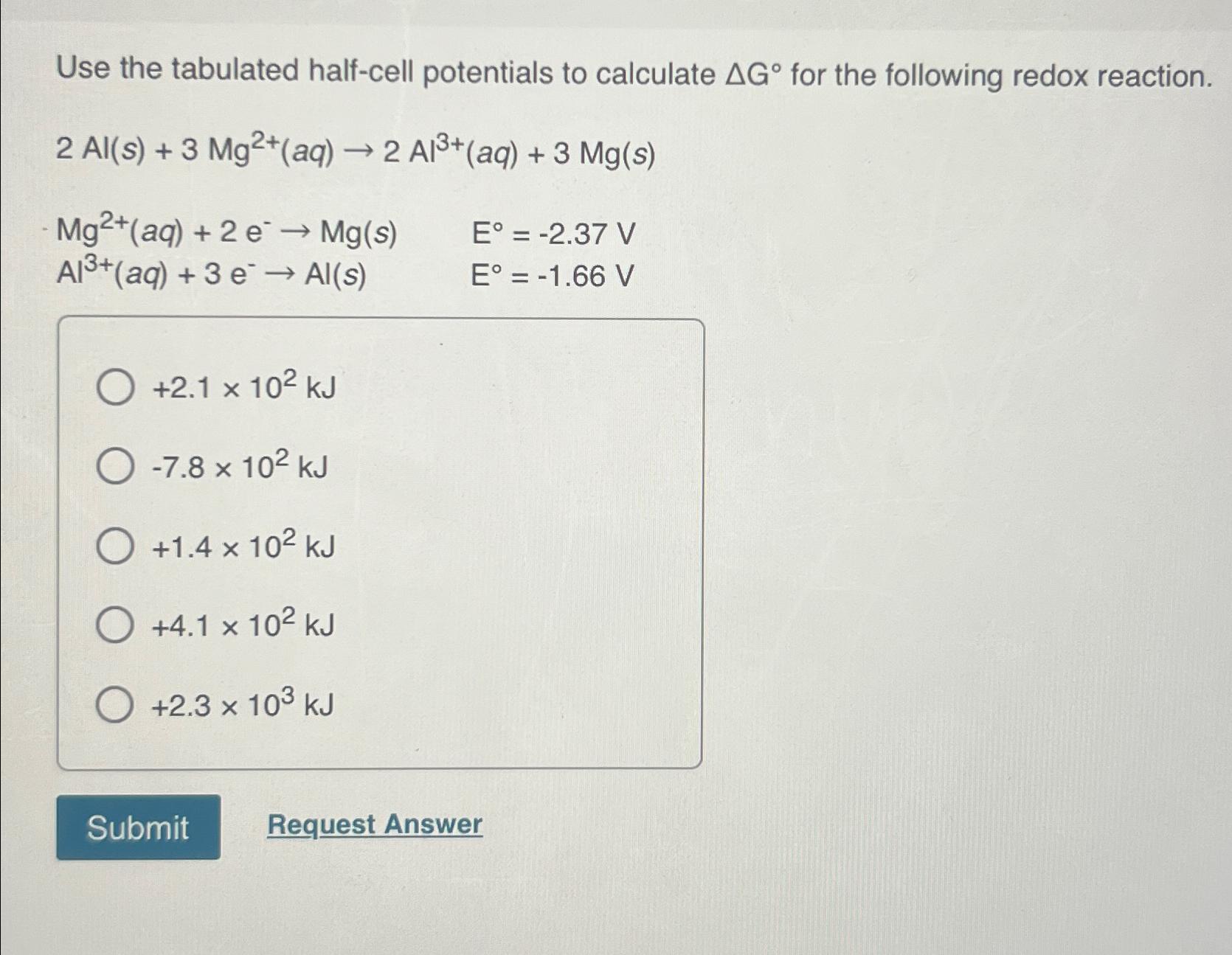 Solved Use the tabulated half-cell potentials to calculate | Chegg.com