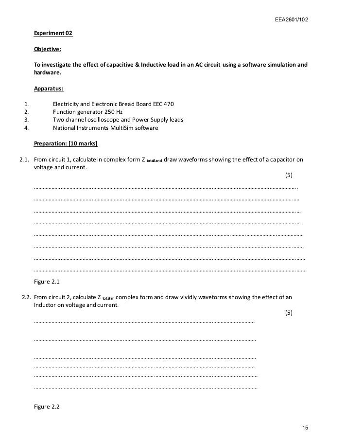 Solved EEA2601/102 Experiment 02 Objective: To investigate | Chegg.com