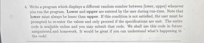 Solved 4. Write a program which displays a different random | Chegg.com