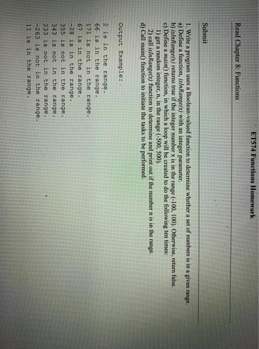 Solved ET574 Functions Homework Read Chapter 8: Functions | Chegg.com