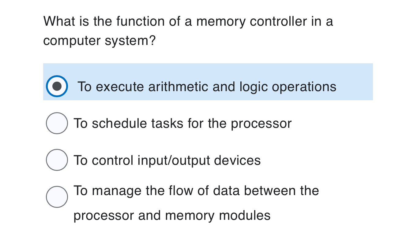 Solved What is the function of a memory controller in a | Chegg.com