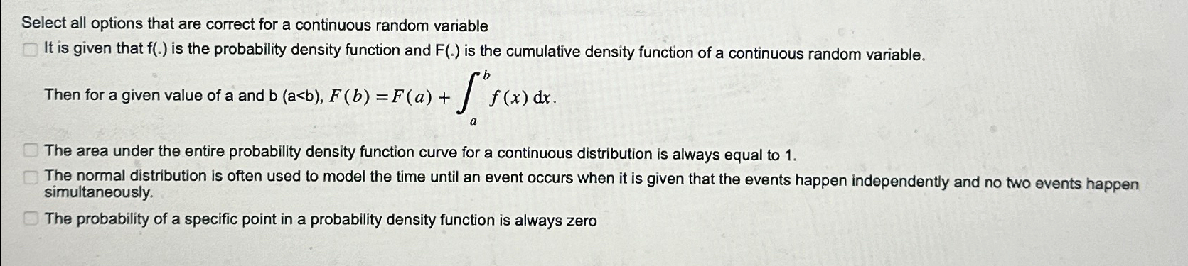 Solved Select all options that are correct for a continuous | Chegg.com