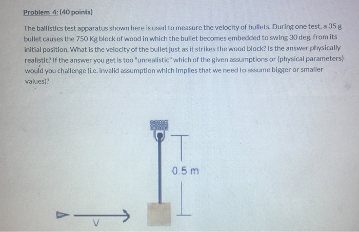 Solved Problem 4: (40 points) The ballistics test apparatus | Chegg.com
