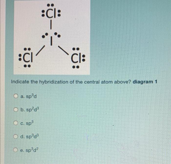 Solved :Cl: : :CI :: Cl: Indicate the hybridization of the | Chegg.com