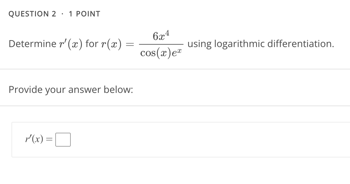 Solved QUESTION 2 * 1 ﻿POINTDetermine r'(x) ﻿for | Chegg.com